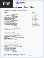 Tom's Diner Lyrics by Suzanne Vega | PDF