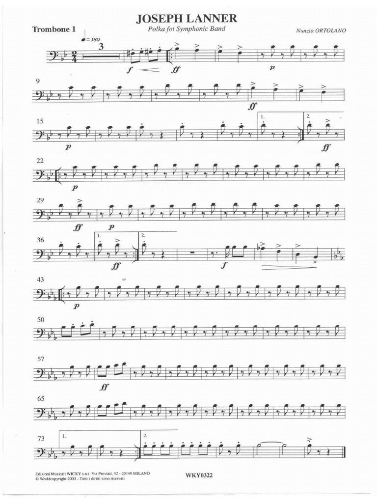 Joseph Lanner Polka Tromboni 1-2 | PDF