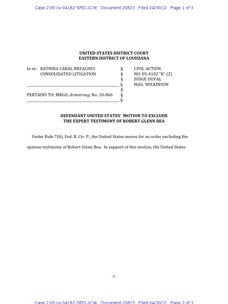 Excluding Robert Glenn Bea's Testimony | PDF | Daubert Standard ...