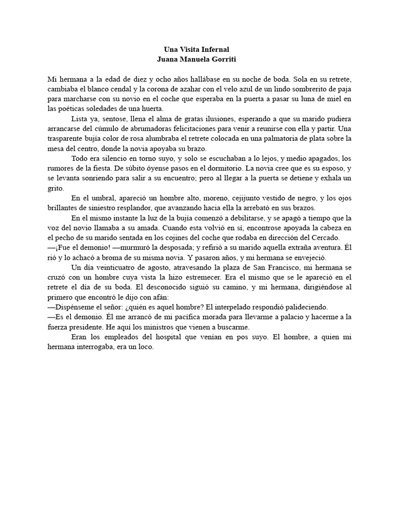Una Visita Infernal- Juana Manuela Gorriti | PDF