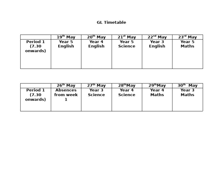 GL Timetable 2 | PDF