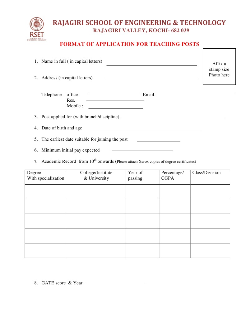 Applicationteaching Post Form New 20012012 | PDF