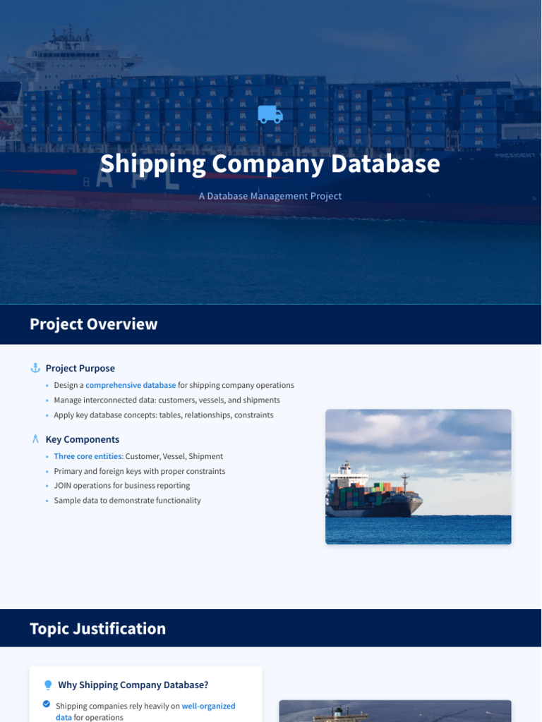 Shipping Company Database | PDF | Databases | Information Technology ...