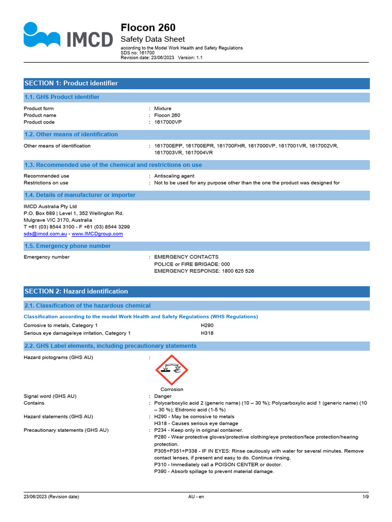 52_Flocon 260 SDS | PDF | Personal Protective Equipment | Firefighting