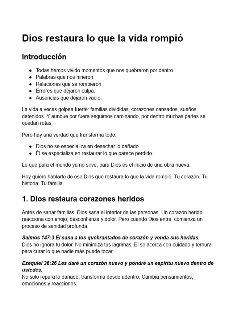 Dios restaura lo que la vida rompió | PDF | Cristo (título) | Jesús