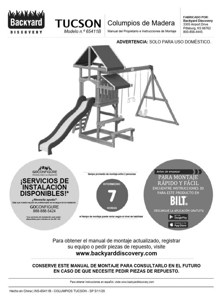 Ins 65411b Tucson Swing Set Sp 05-11-20 | PDF | Tornillo | Arandela ...