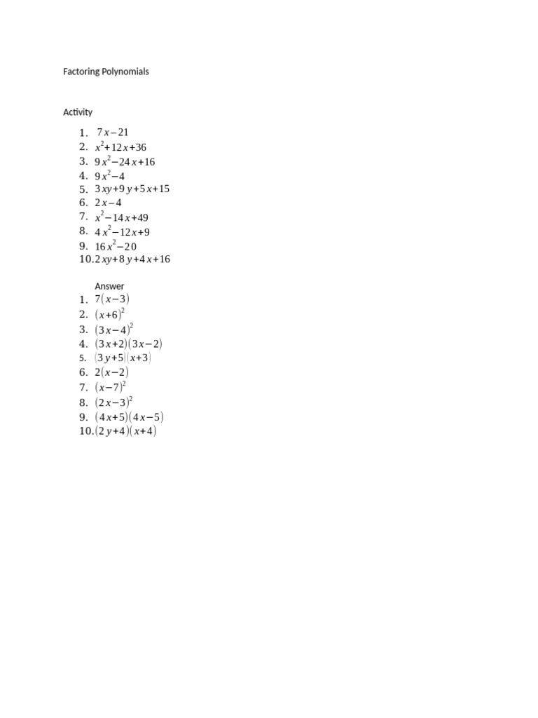 Factoring Polynomials | PDF
