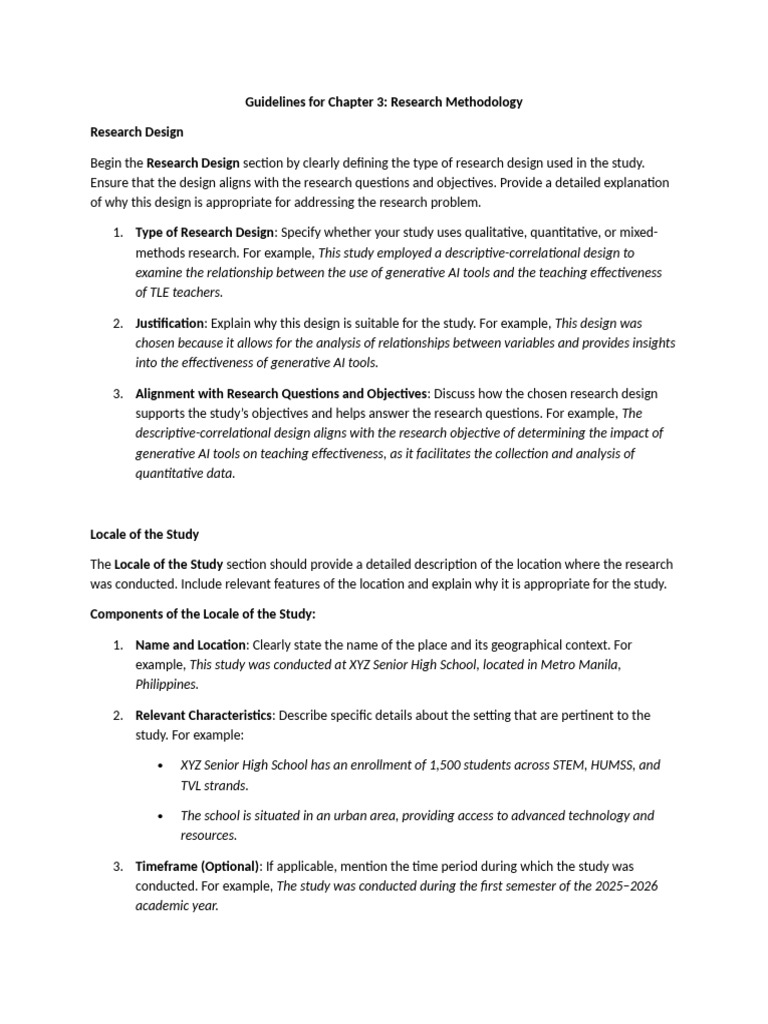 Guidelines For Chapter 3 Research Methodology | PDF | Statistics | Data ...
