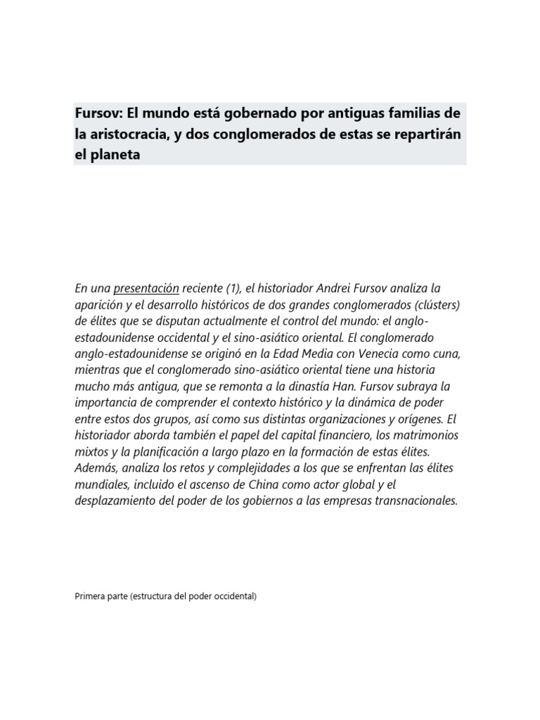 Articulos Fursov Mente Abierta | PDF | Unión Soviética | Política mundial