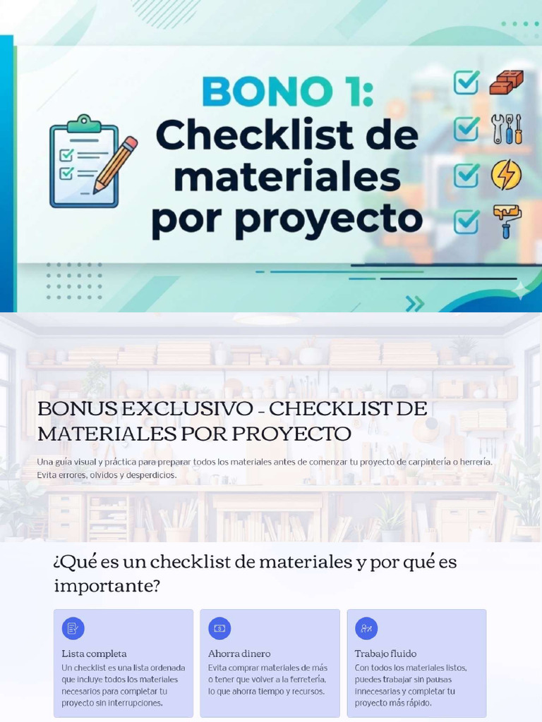 BONO 1 CHECKLIST DE MATERIALES YPOR PROYECTO | PDF