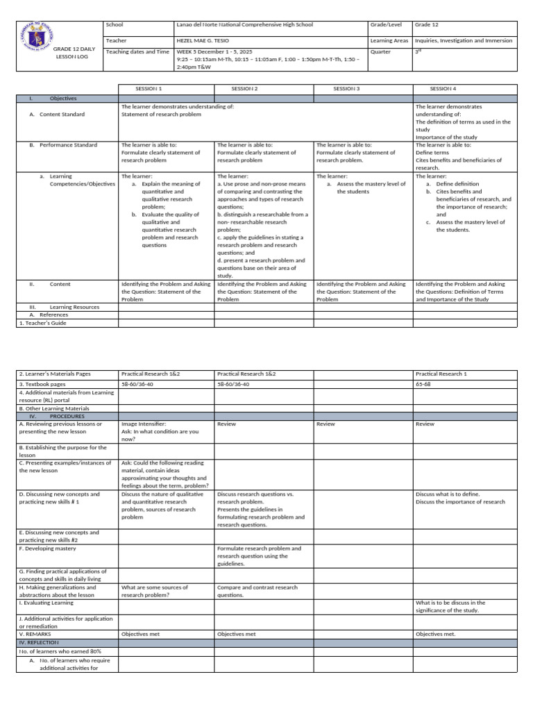 3i's Quarter 3 Week 5 | PDF | Learning | Teachers