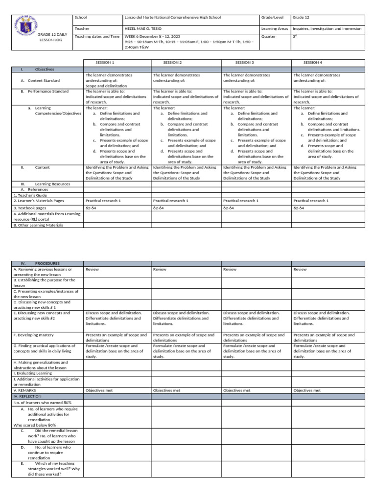 3i's Quarter 3 Week 6 | PDF | Learning | Teachers