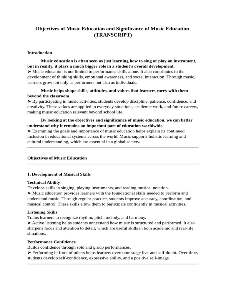Objectives of Music Education and Significance of Music Education ...