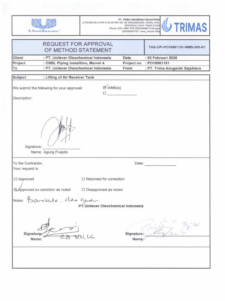 TAS-OPI-PO16961151-WMS-005-R1 Method Statement Lifting of Air Receiver ...