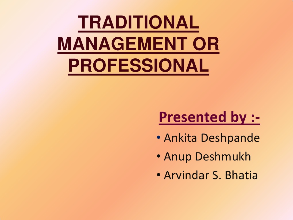 Traditional Management or Professional | PDF | Employment | Business
