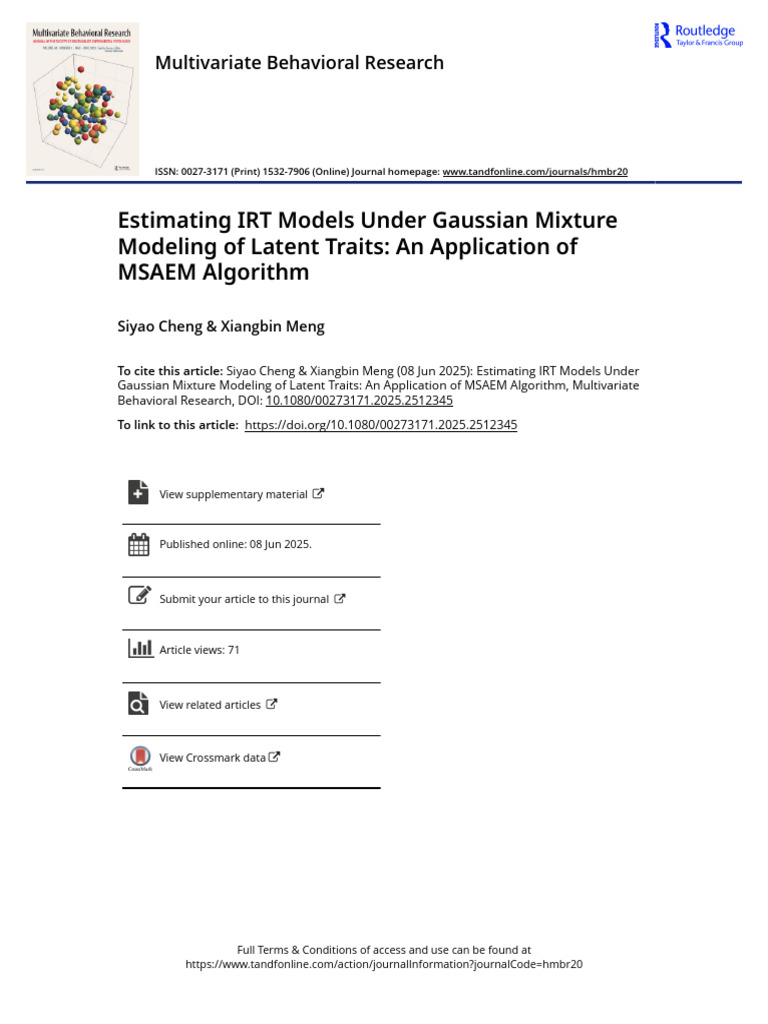Estimating IRT Models Under Gaussian Mixture Modeling of Latent Traits ...