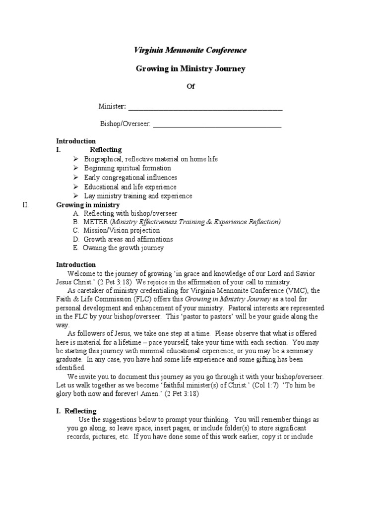Virginia Mennonite Ministry Growth Guide | PDF | Minister (Christianity ...