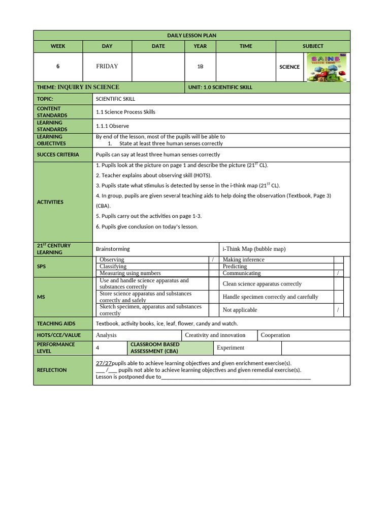 5 FRIDAY | PDF | Lesson Plan | Science