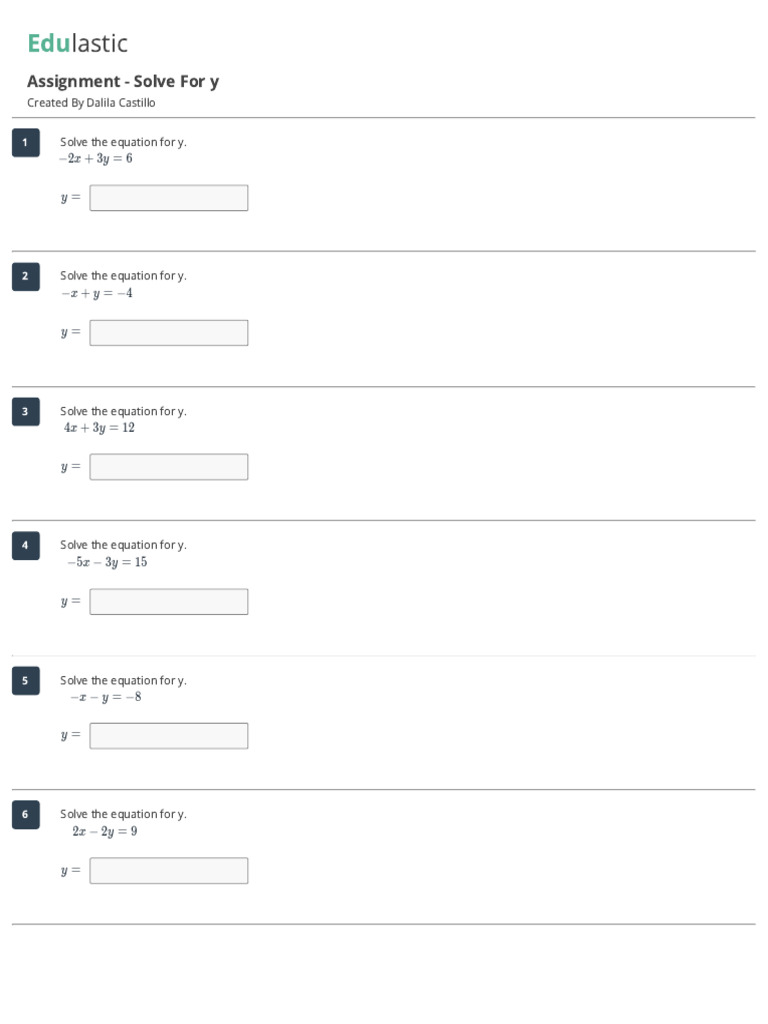 Assignment - Solve for y | PDF