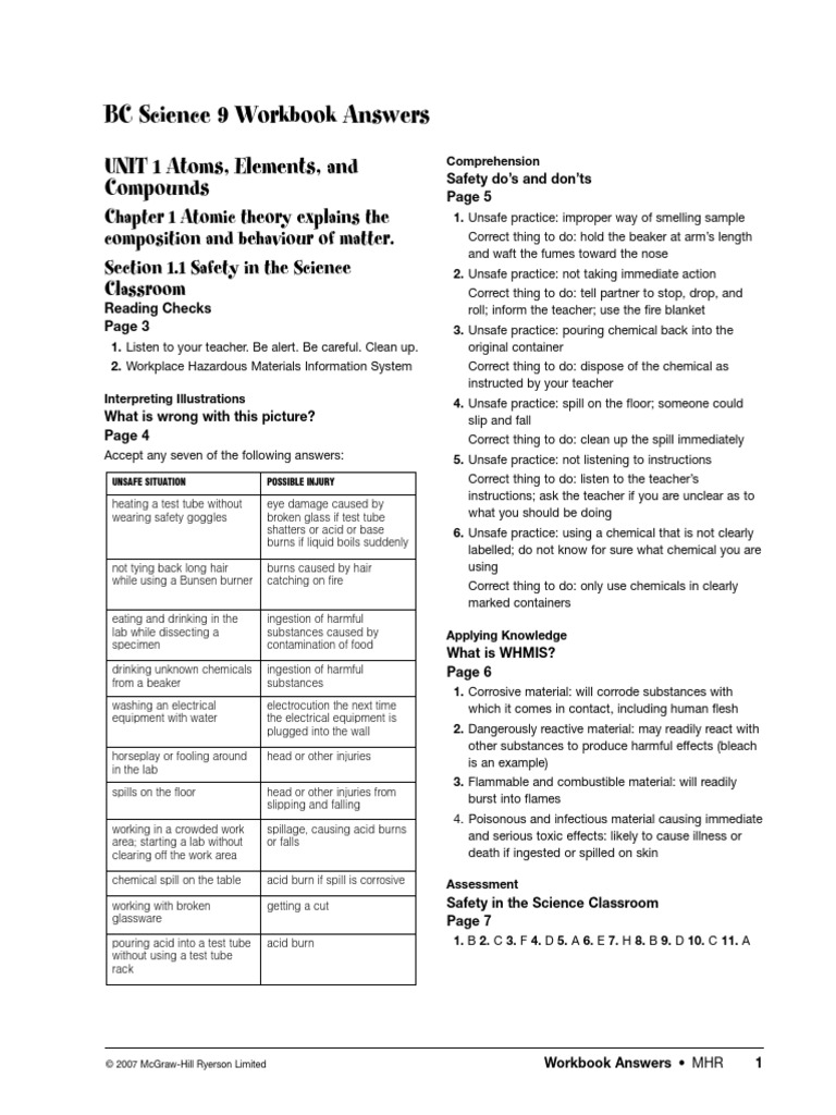 BC Science 9 Workbook Answers | PDF | Mitosis | Ion