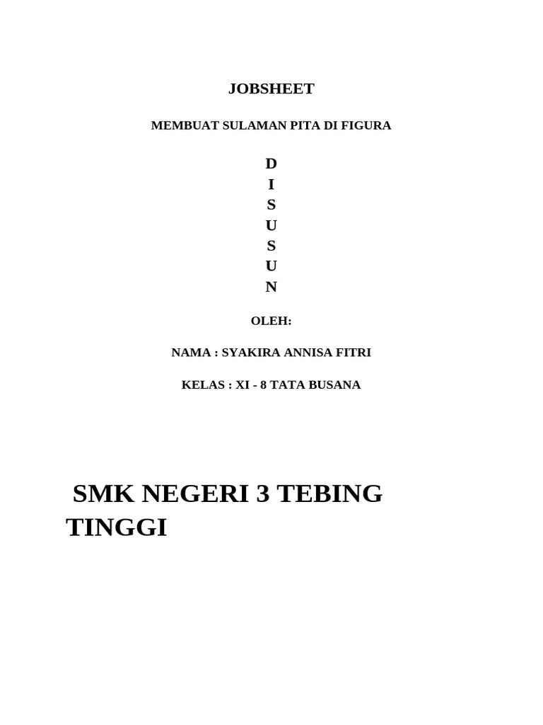 Jobsheet Sulaman Pita Syakira | PDF