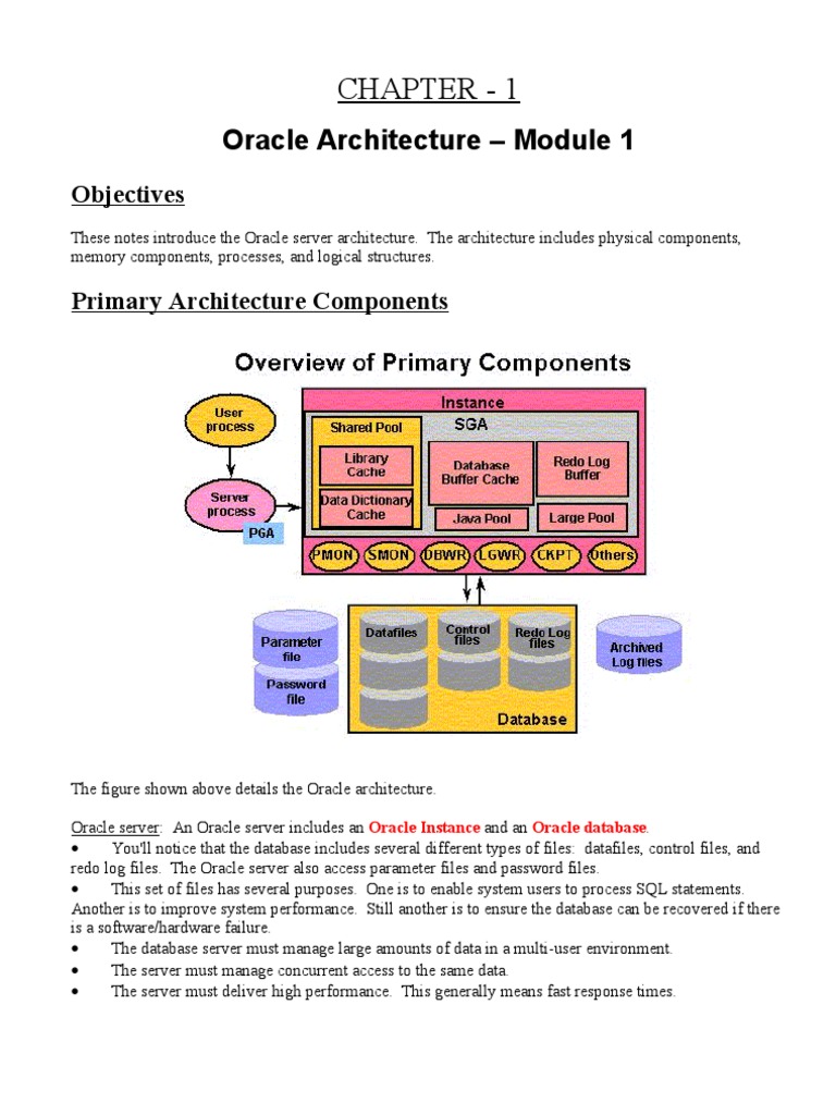 Chapter - 1: Oracle Architecture - Module 1 | PDF | Oracle Database | Cache (Computing)