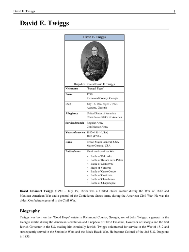 David E. Twiggs | PDF | Military Operations | Military Of The United States
