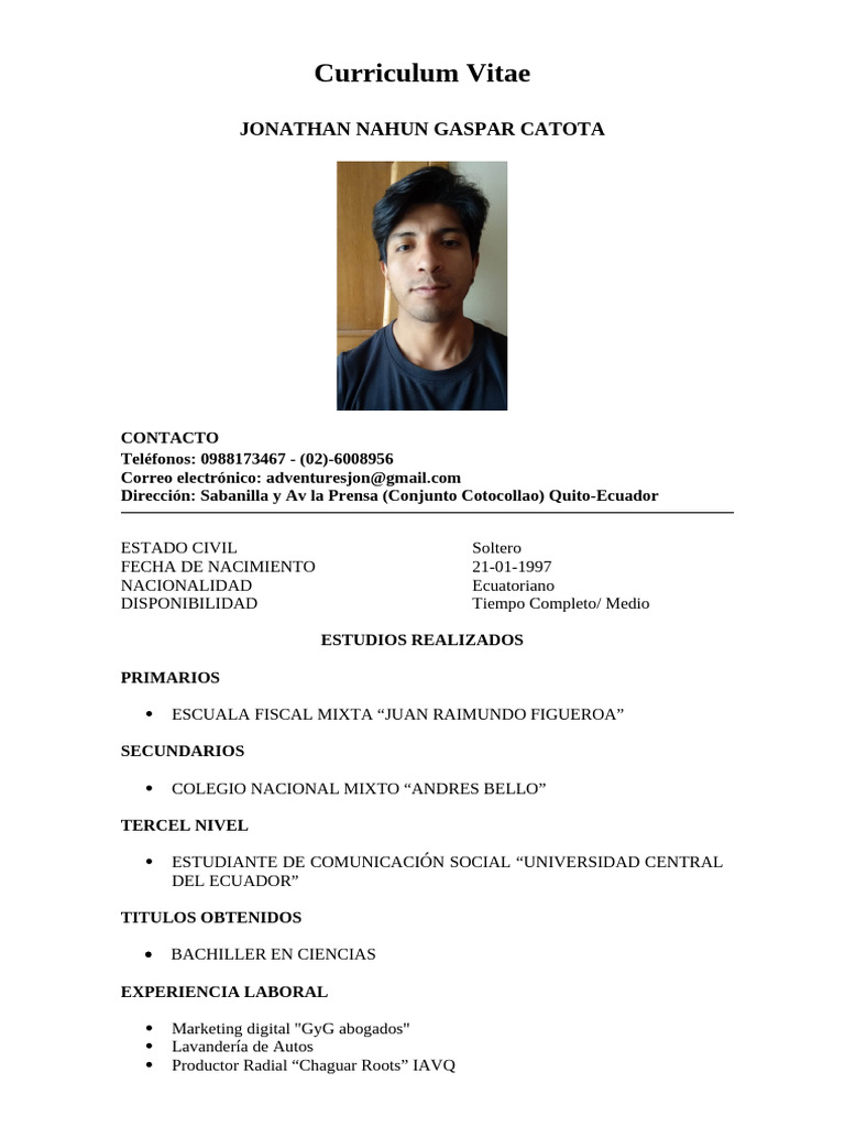 CV Jonathan Gaspar Pro | PDF