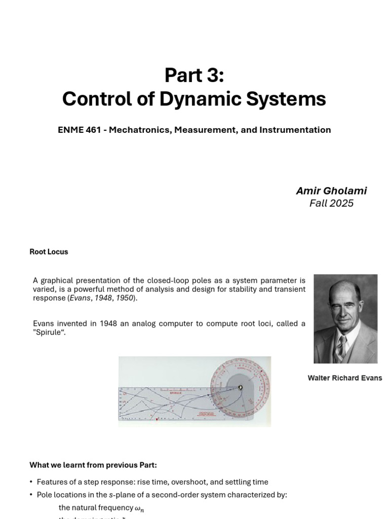 ENME461 - Part 3 - Control of Dynamic Systems | PDF | Mathematical ...