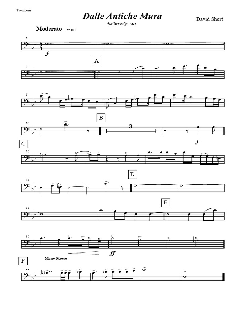Dalle Antiche Mura - Trombone | PDF