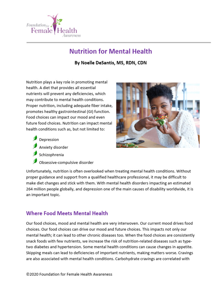 Nutrition For Mental Health - FFHA2020 | PDF | Diet (Nutrition) | Diet ...