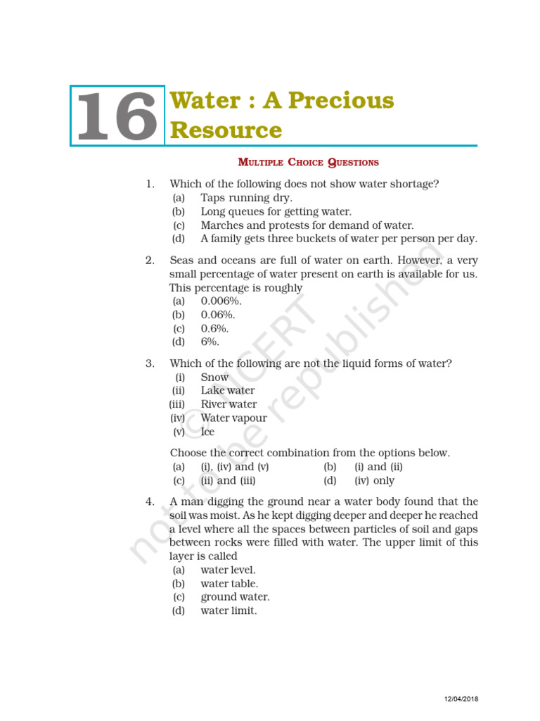 16.water A Precious Resource | PDF | Water | Rain