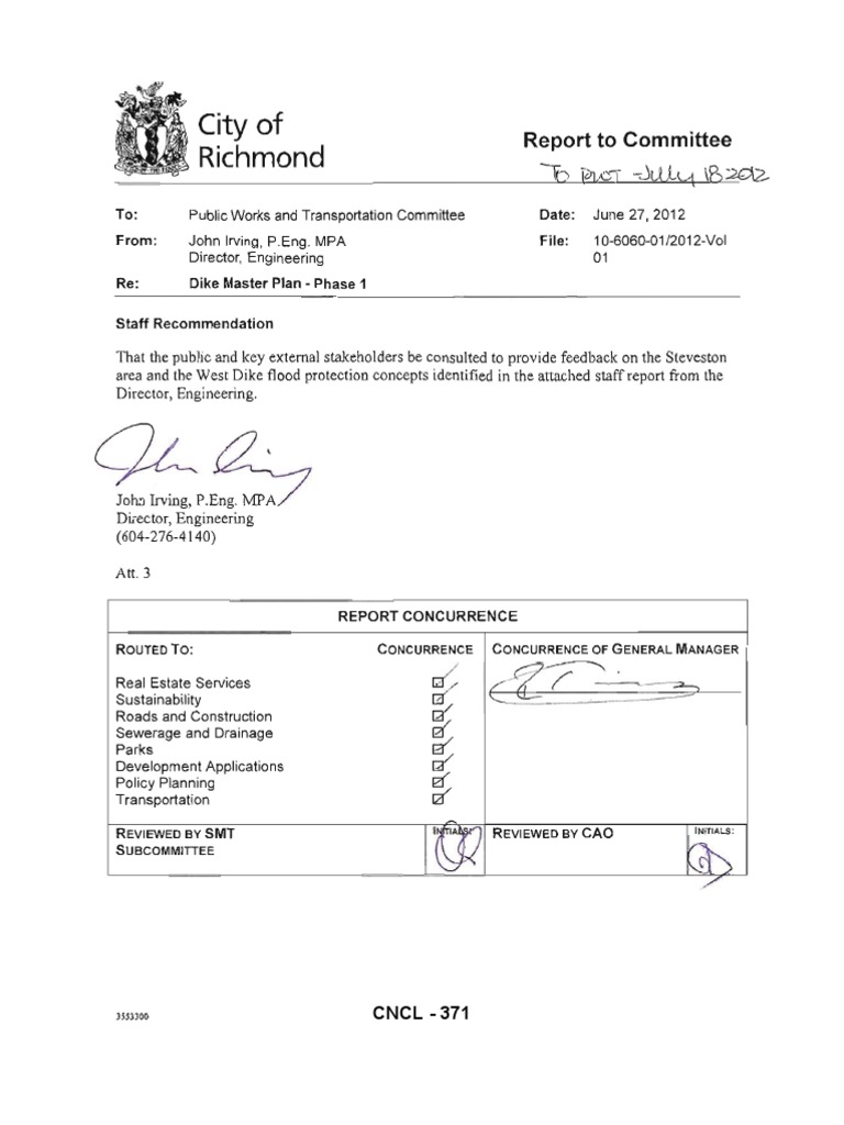 Richmond-Steveston Dike Master Plan PDF | PDF | Levee | Beach