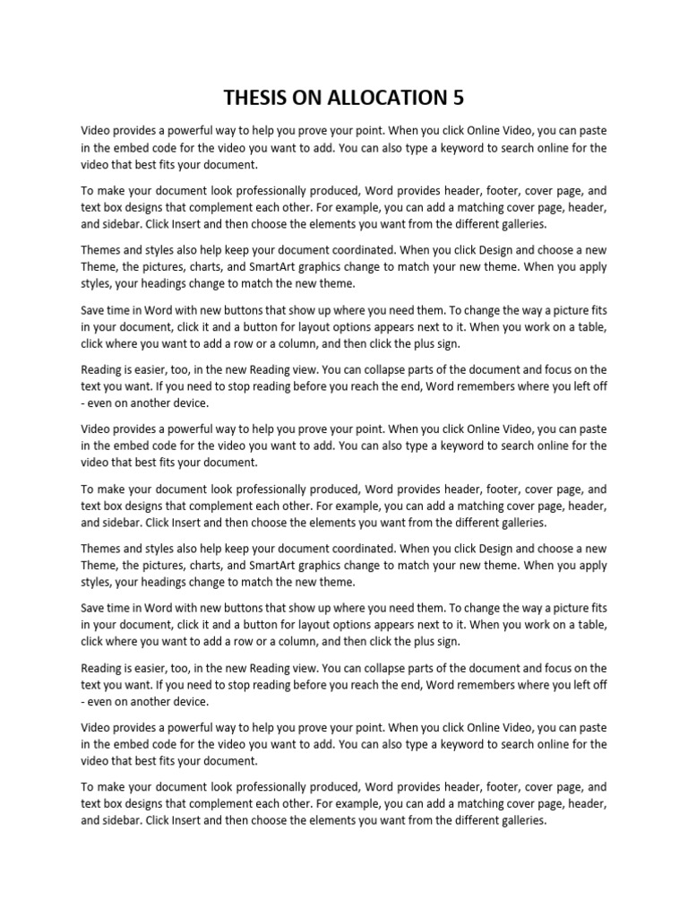 THESIS ON ALLOCATION 5 | PDF | Page Layout | Graphics