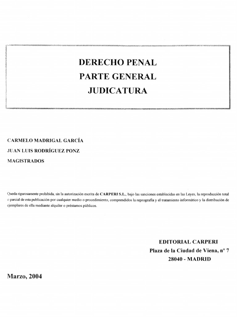 Derecho Penal Parte General para Judicaturas (Ed. Carperi) | PDF