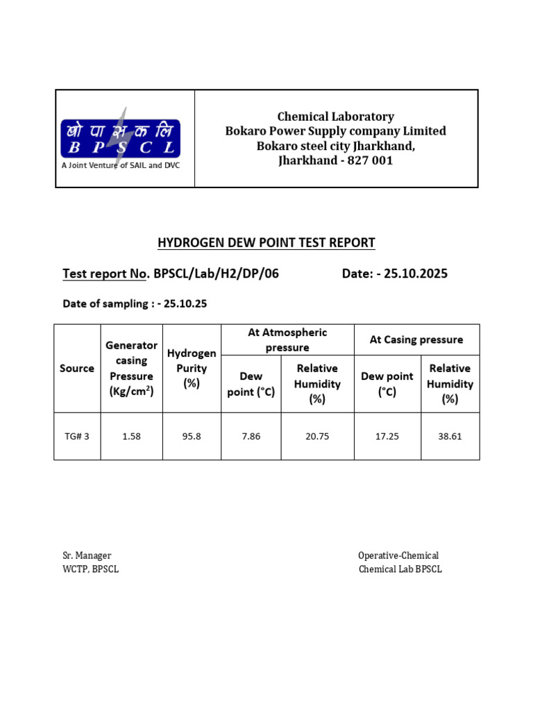 Dew Point Test Report 15.09.25.Docx | PDF