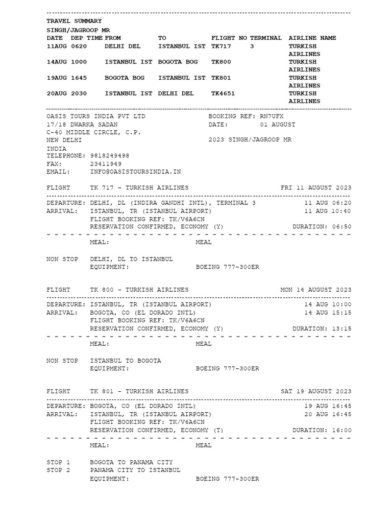 Itinerary Jagroop Singh | PDF | Civil Aviation | Aviation