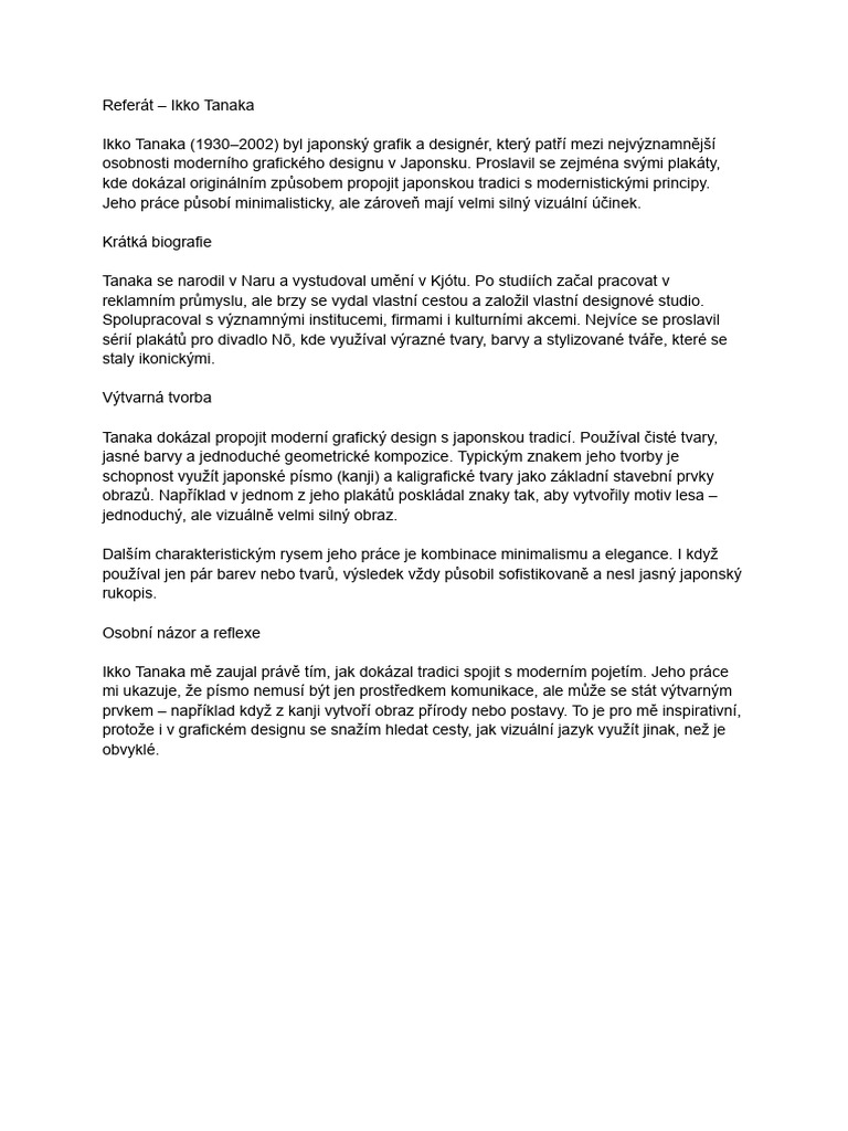 Referát – Ikko Tanaka-2 | PDF