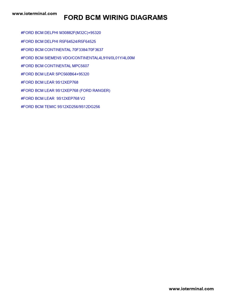 Ford BCM Wiring Diagrams | PDF | Electrical Components | Electrical ...