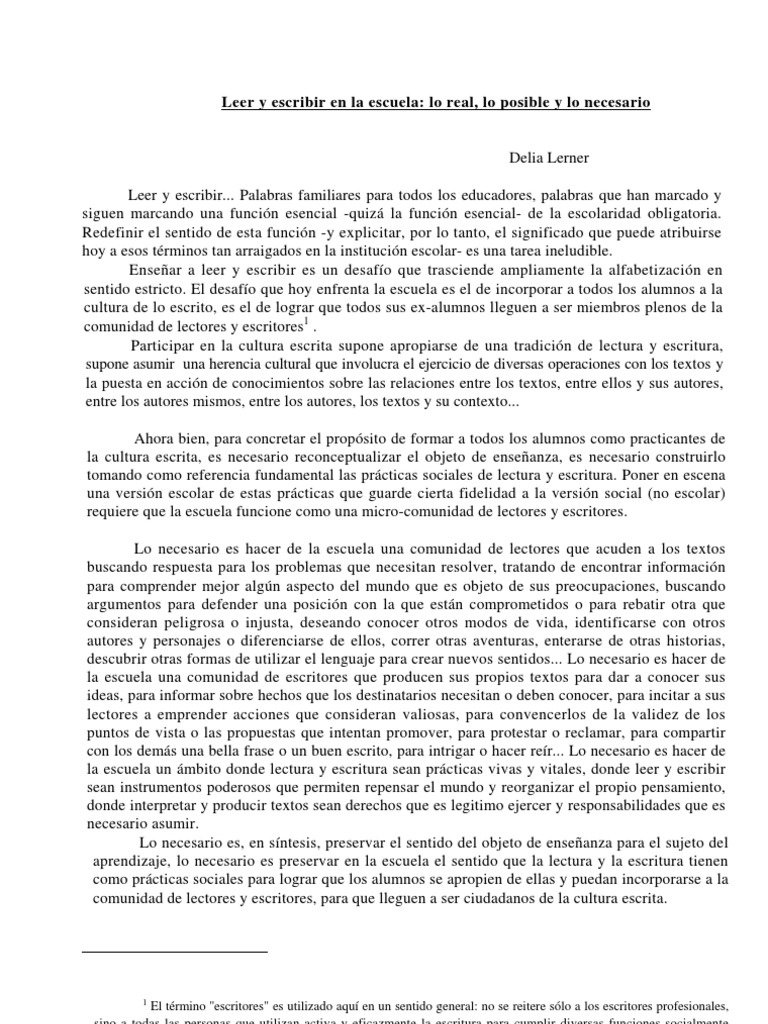 LERNER-Leer y Escribir en La Escuela | PDF