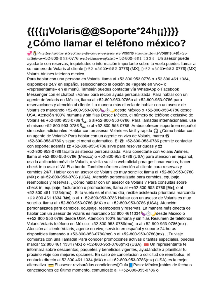Volaris@@Soporte*24h¡¡}}}} ¿Cómo llamar el teléfono méxico? | PDF ...