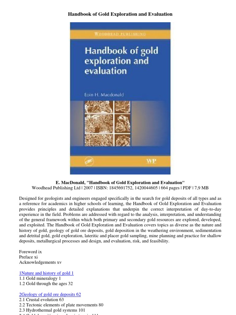 Handbook of Gold Exploration and Evaluation PDF | PDF | Deposition ...