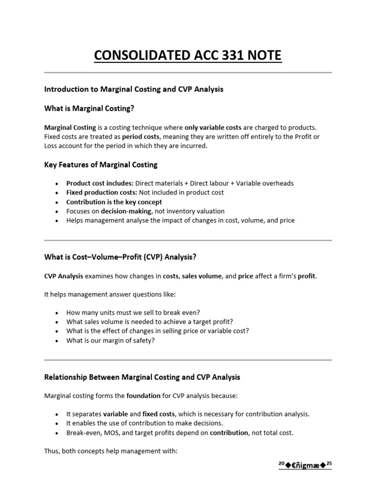 Consolidated Acc 331 Note | PDF | Budget | Business Economics