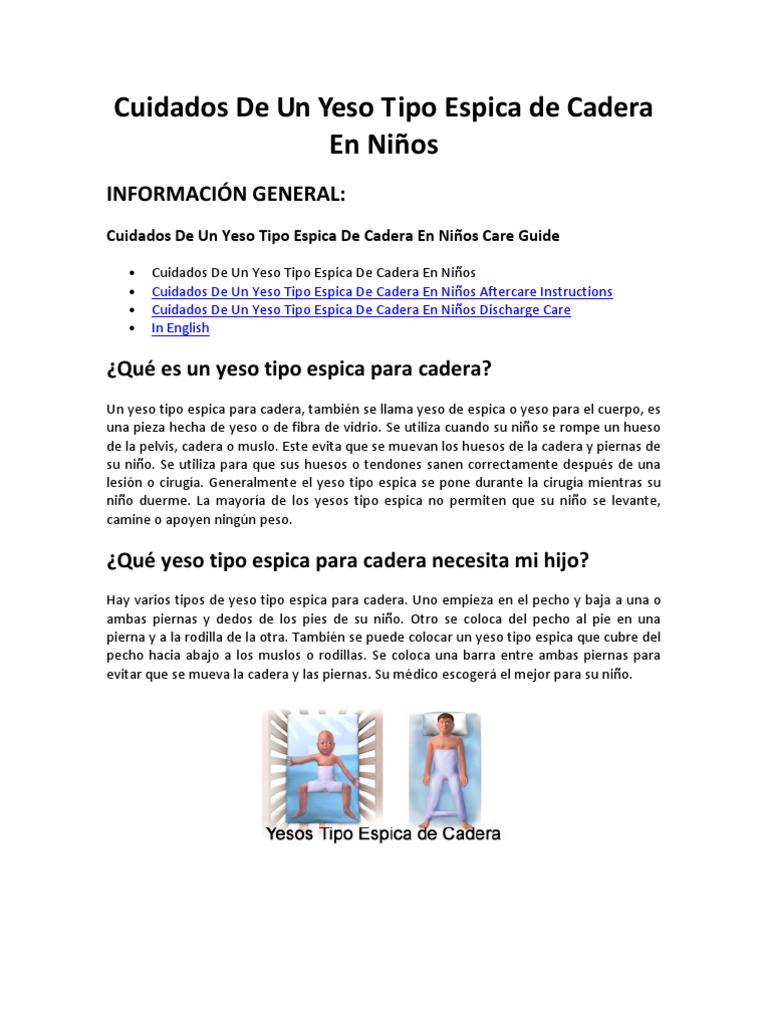 Cuidados de Un Yeso Tipo Espica de Cadera en Niños | PDF | Herida | Cadera