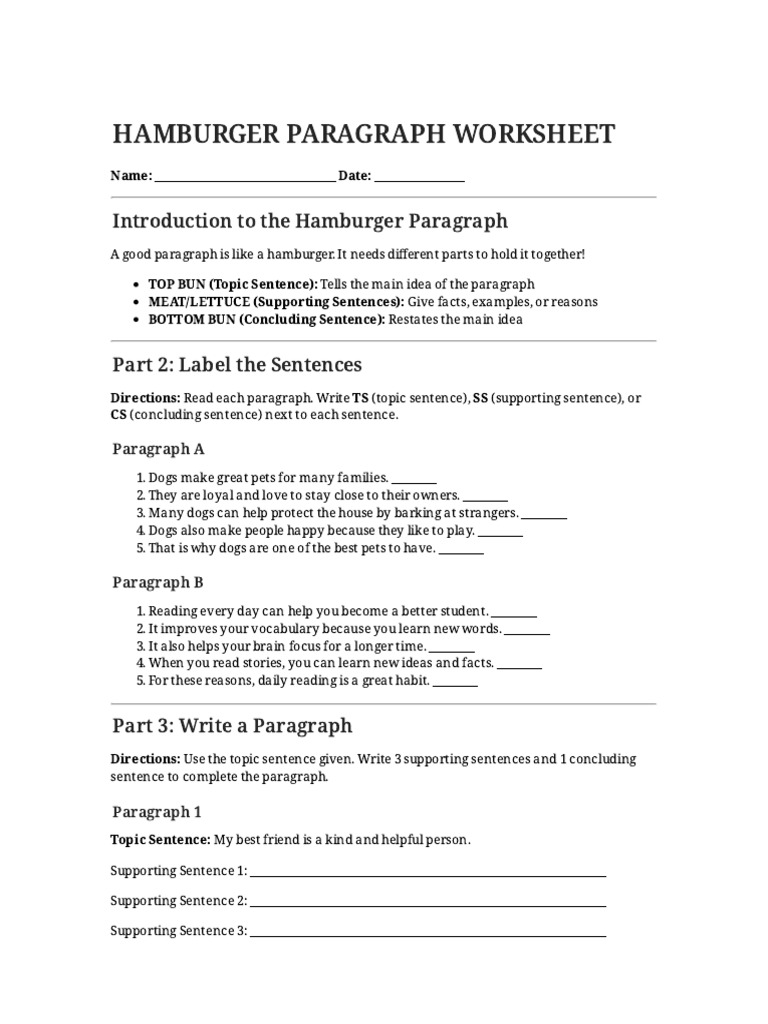 Paragraph Writing Worksheet | PDF | Cats