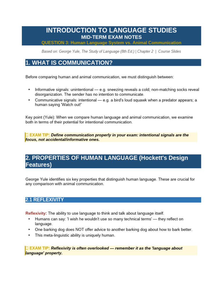 Q3 Human vs Animal Communication | PDF | Language Acquisition ...