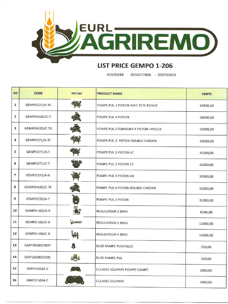 Gempo 1-2026 Price List | PDF