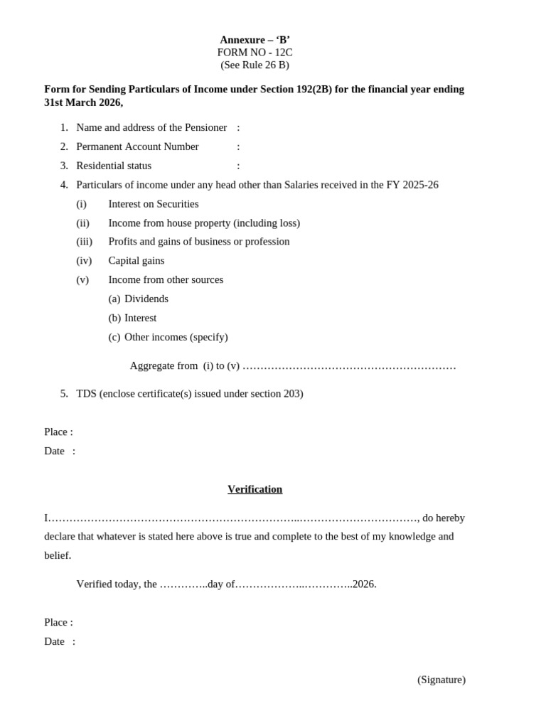 Declaration Form for Income Tax | PDF