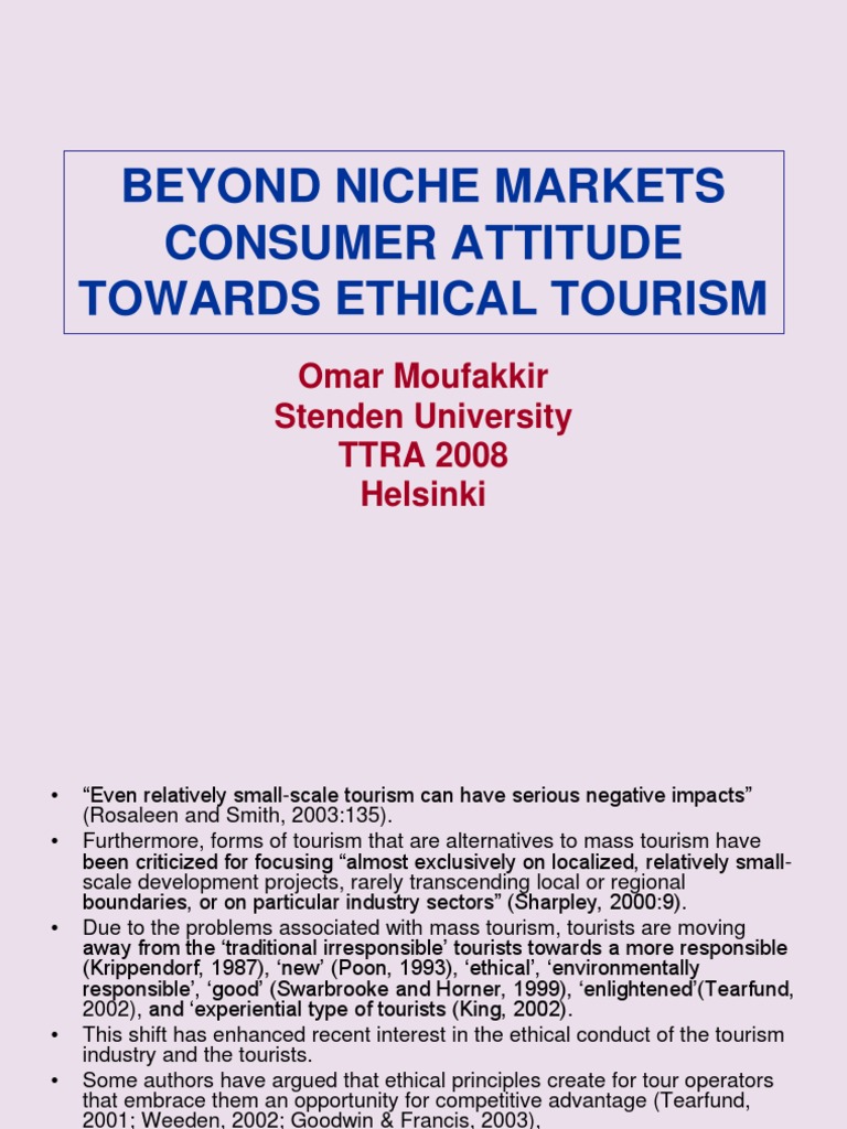 Beyond Niche Markets Consumer Attitude Towards Ethical Tourism | PDF ...