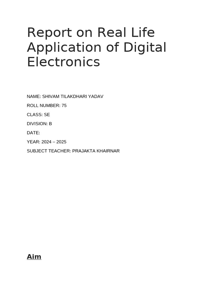 Report on Real Life Application of Digital Electronics (1) | PDF ...